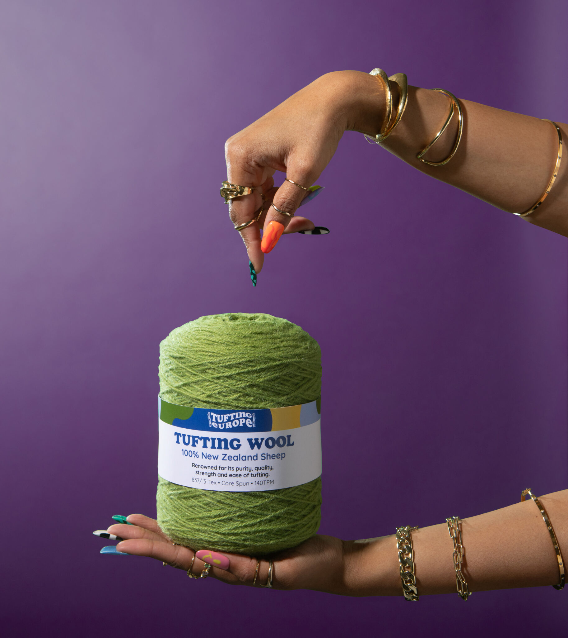 Regular Green 500 g Wool Tufting Yarn - Tufting Europe