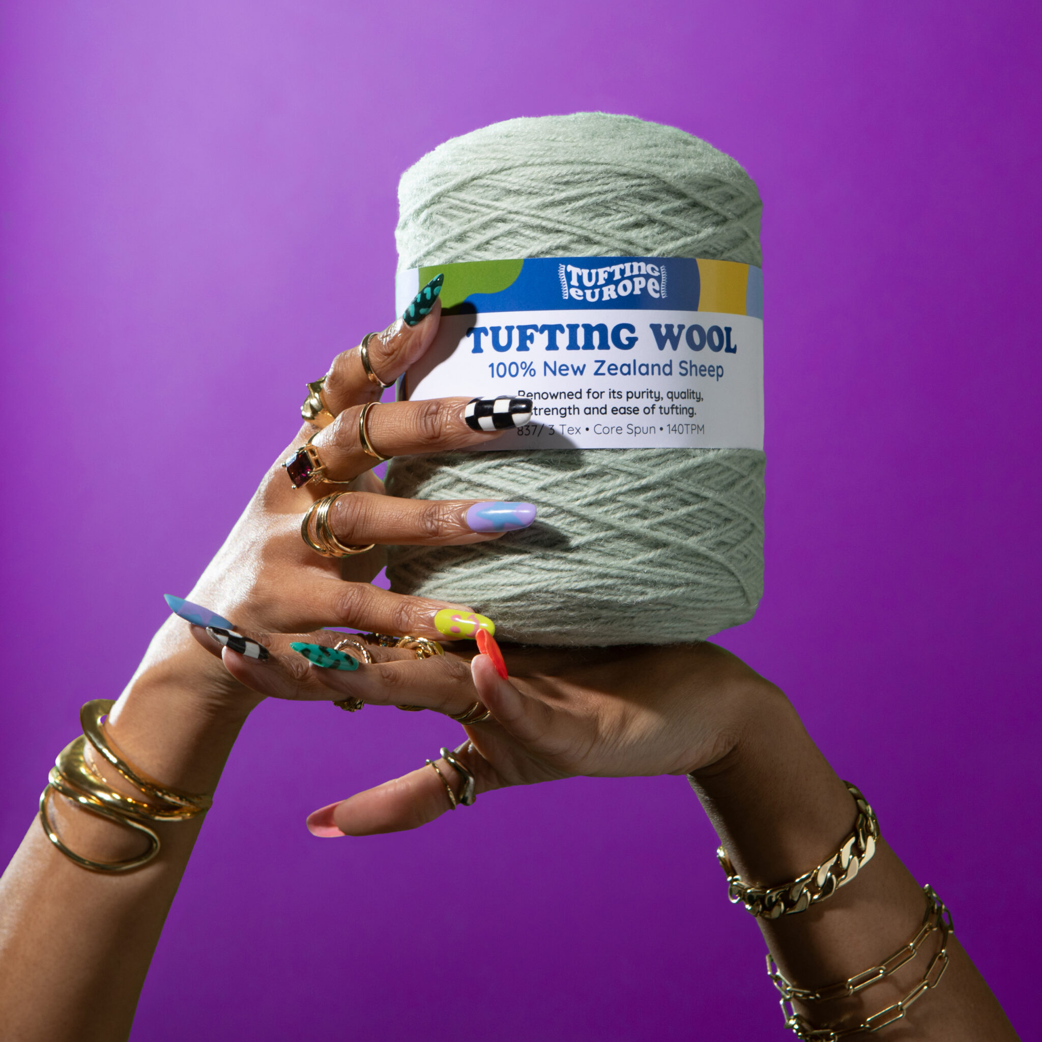 Light Teal 500 g Wool Tufting Yarn - Tufting Europe