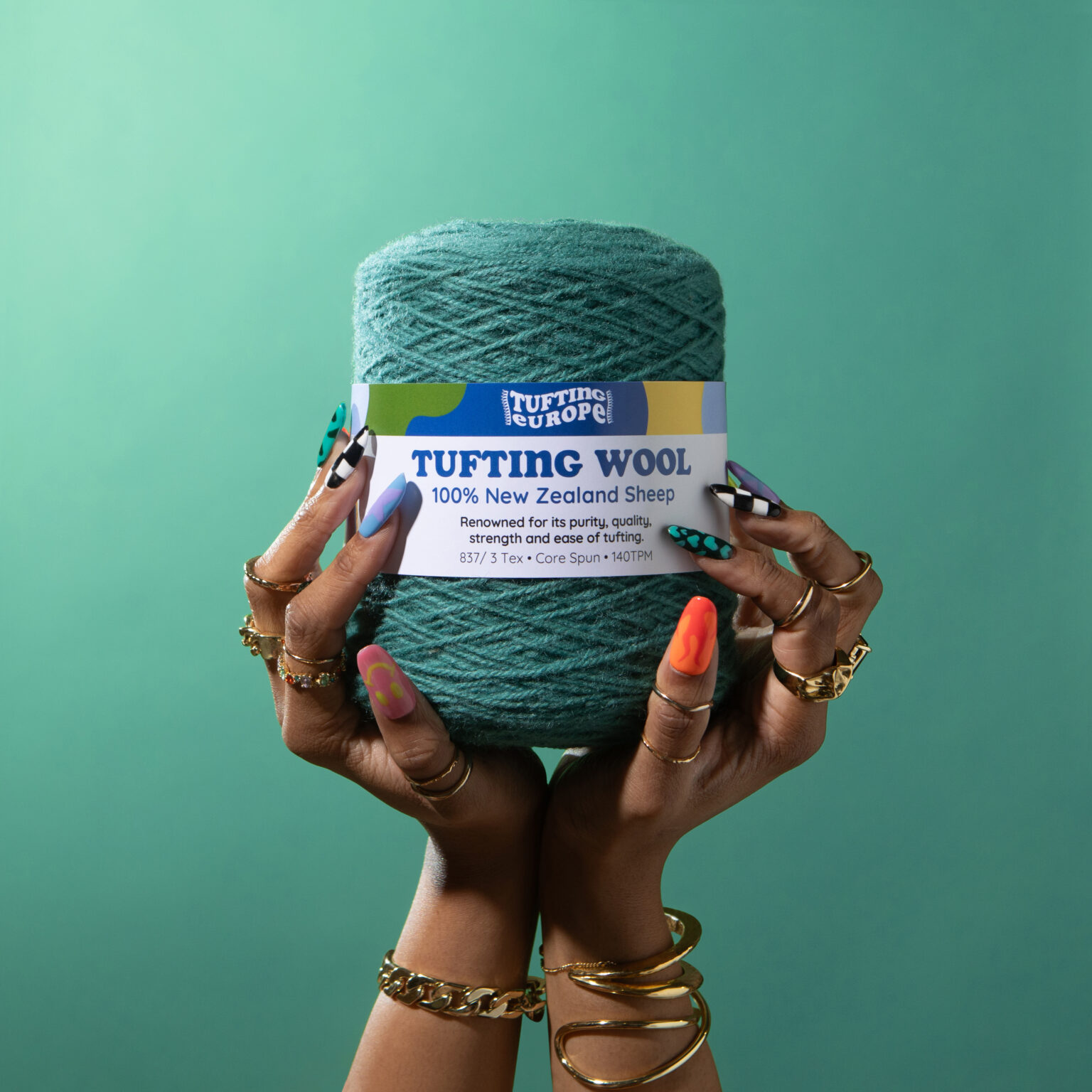 Teal 500 g Wool Tufting Yarn - Tufting Europe