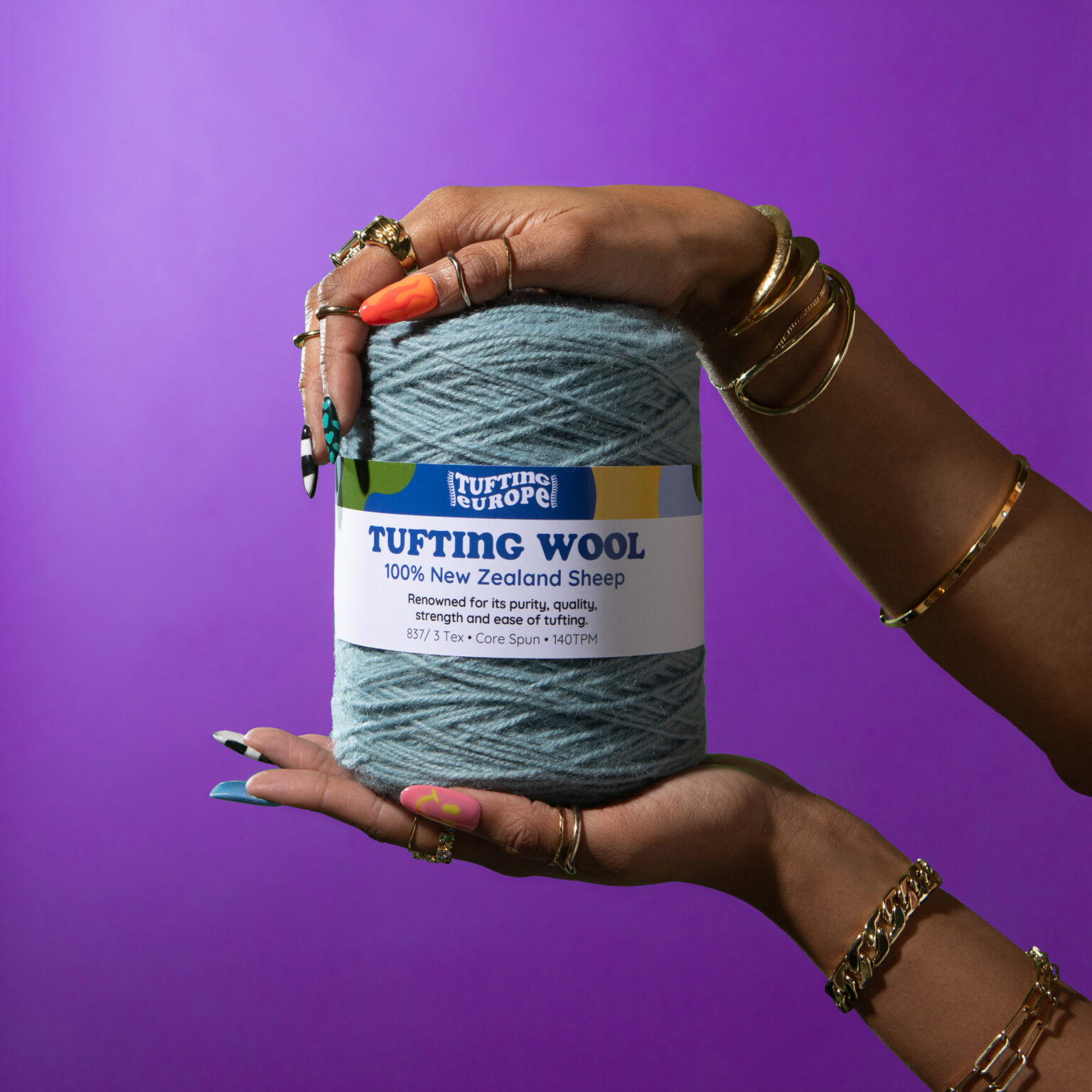Light Blue 500 g Wool Tufting Yarn - Tufting Europe