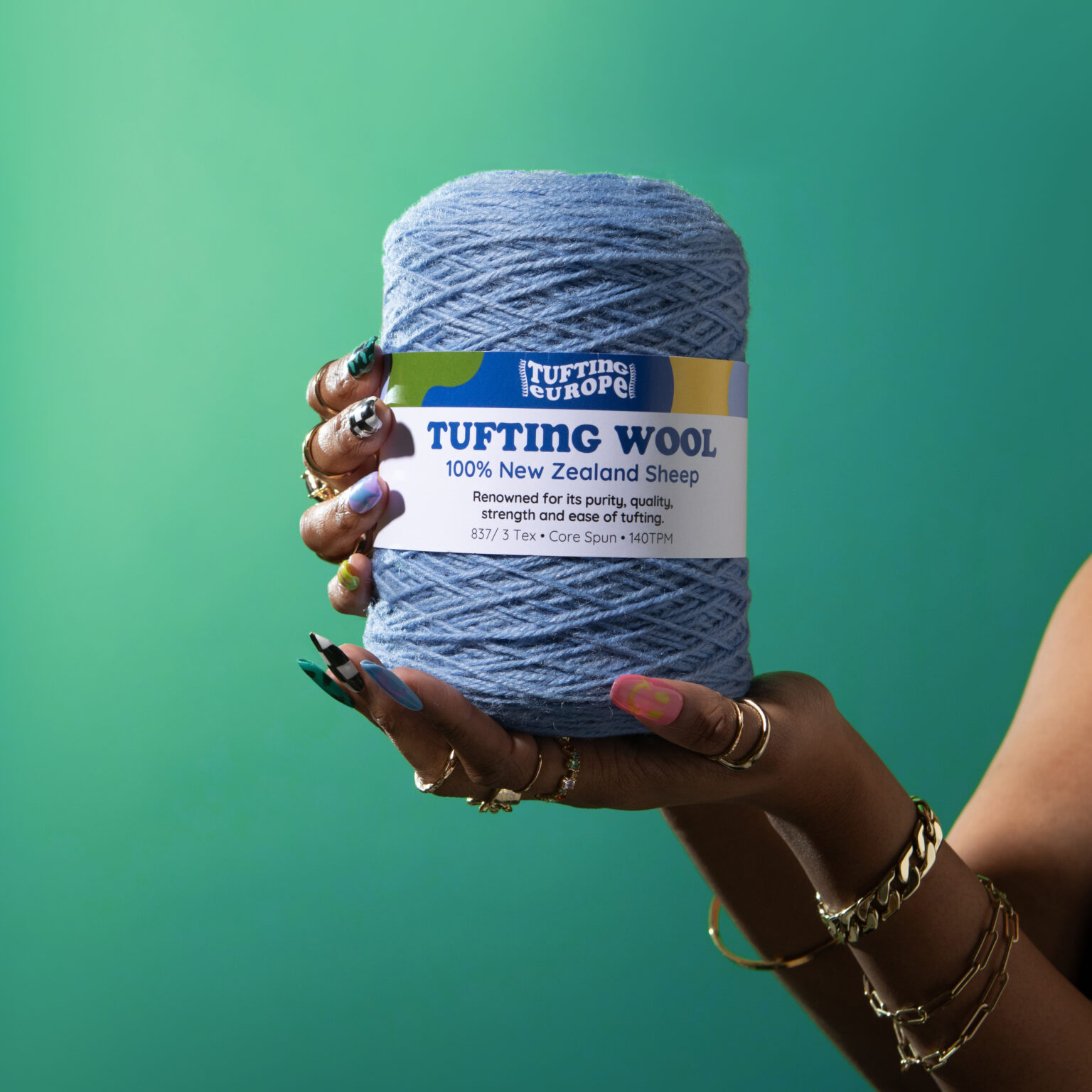 Sky Blue 500 g Wool Tufting Yarn - Tufting Europe