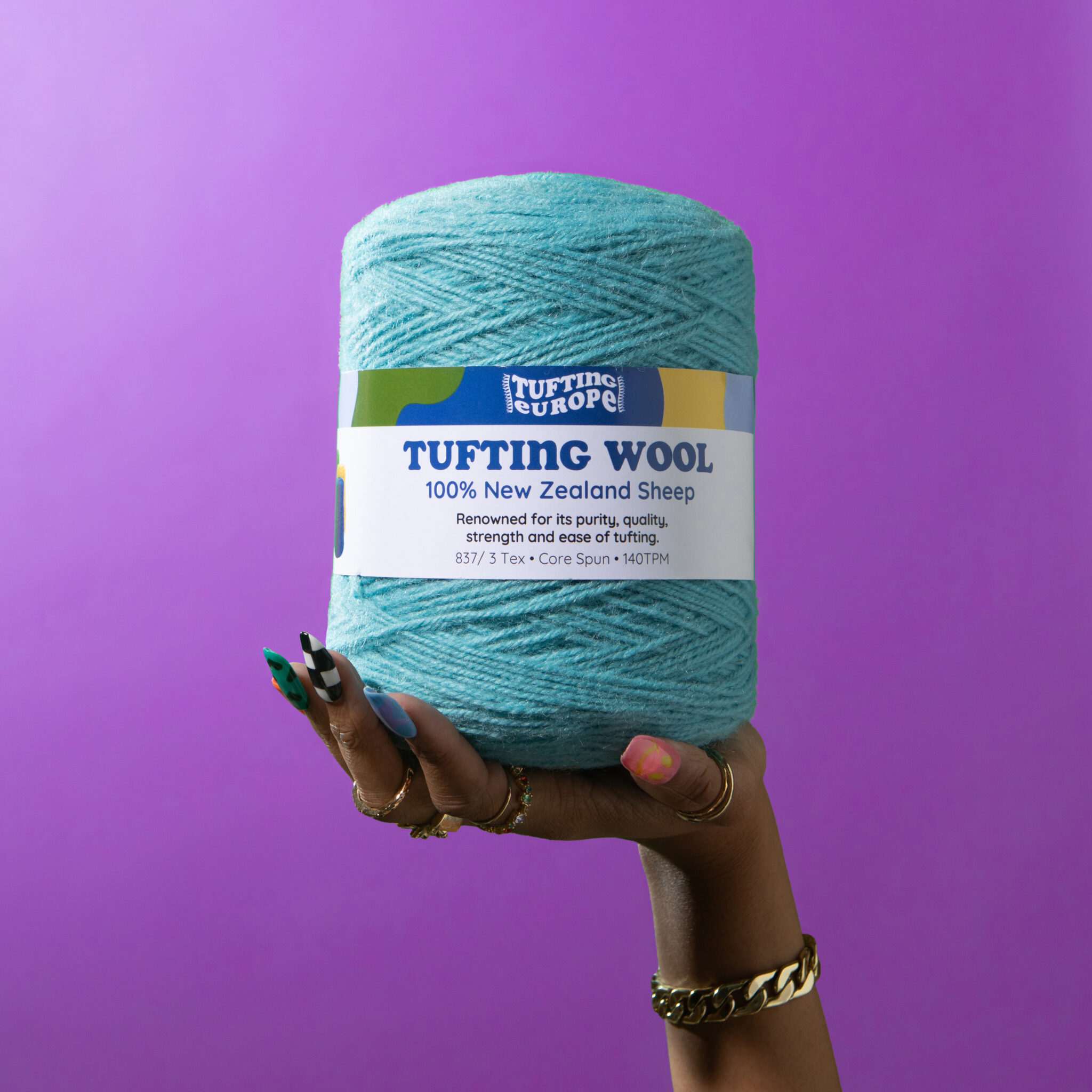 Turquoise 500 g Wool Tufting Yarn - Tufting Europe