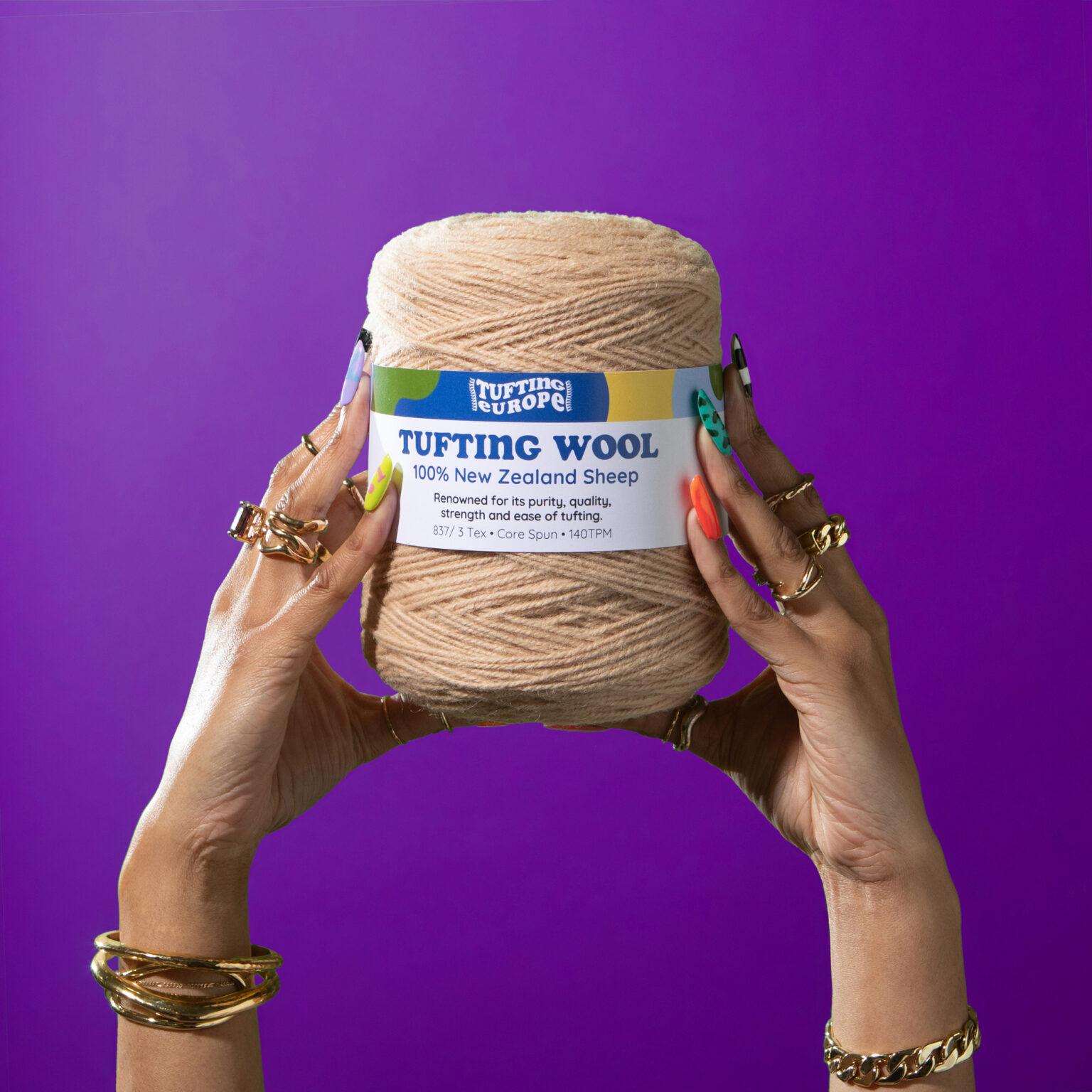 Light Beige 500 g Wool Tufting Yarn - Tufting Europe