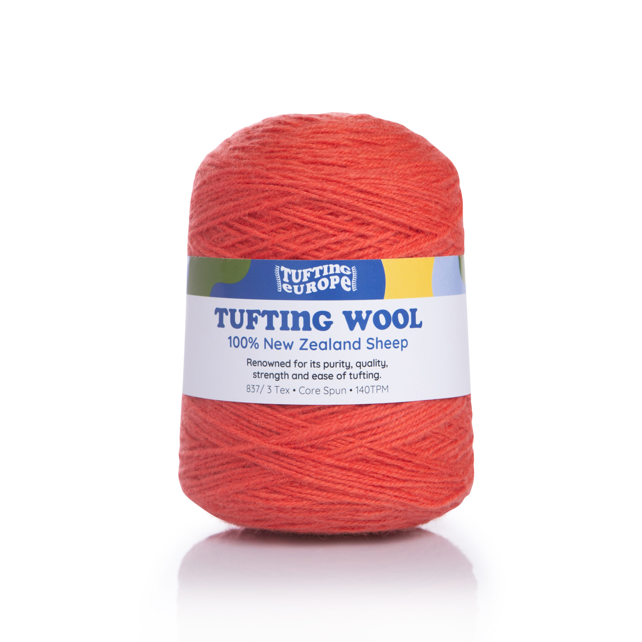 Fluor Red 500 g Wool Tufting Yarn - Tufting Europe