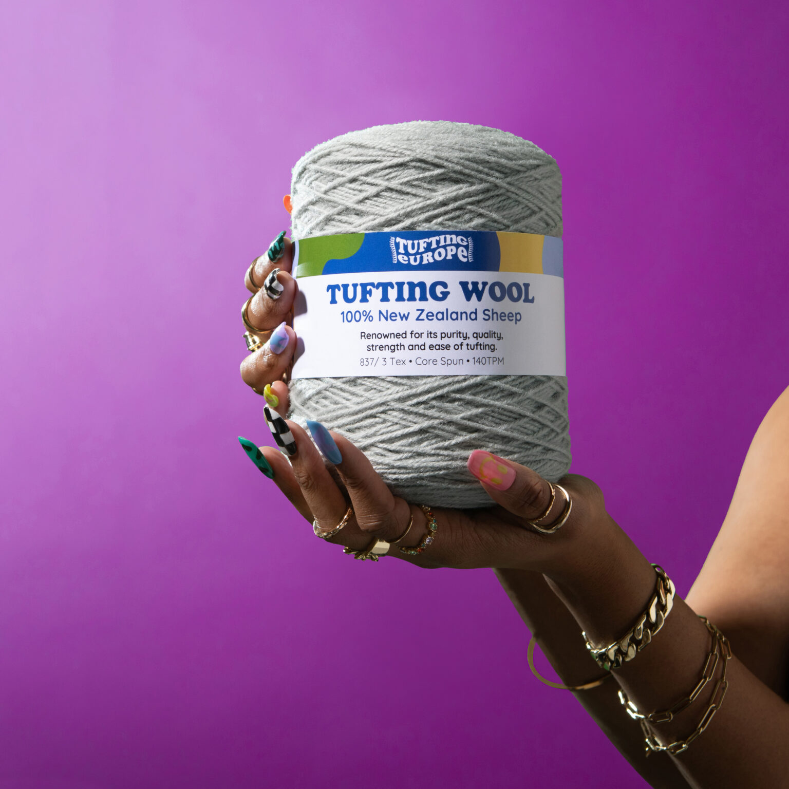 Light Grey 500 g Wool Tufting Yarn - Tufting Europe